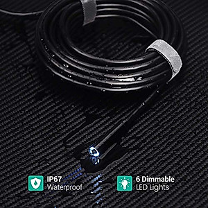 USB Endoscope Camera, DEPSTECH 720P IP67 Waterproof Borescope, 5.5mm Snake Inspection Camera, Type-C Scope Camera with 16.5ft Semi-Rigid Cable, 6 LED Lights, Compatible with OTG Android Phone, PC
