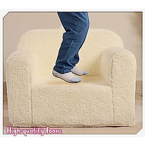 MOMCAYWEX Kids Snuggly-Soft Sherpa Chair, Cuddly Toddler Foam Chair for Boys and Girls, Cream