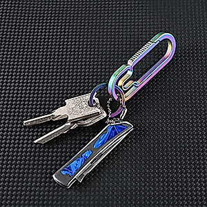 NBGDY Mini Knife Keychain, Small Pocket Folding Knife,EDC Package Opener  Box Cutter Knife. 2PCS(Red and Blue)(KPQ-1029)