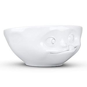 FIFTYEIGHT PRODUCTS TASSEN Porcelain Bowl, Tasty Face Edition, 11 oz. White (Single Bowl) Medium Bowl for Soup Cereal