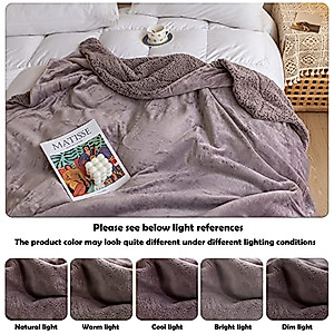 NEWCOSPLAY Sherpa Fleece Throw Blanket Super Soft Plush Warm Reversible Flannel Blanket for Couch Bed (Thick-Purple, Throw(50"x60"))