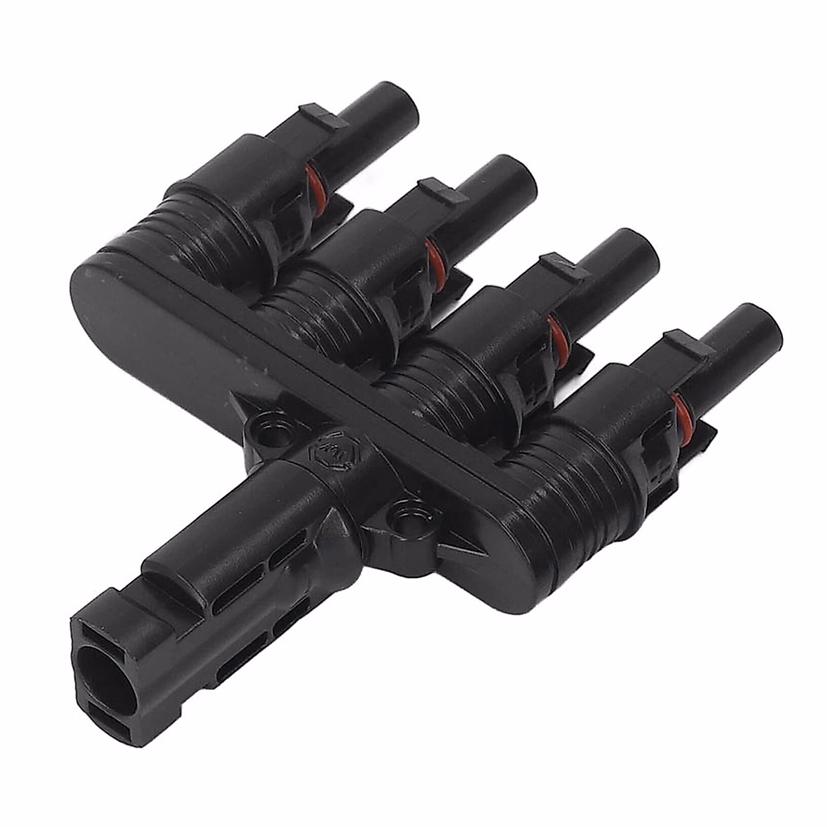 4 To 1 Solar Panel Connectors, 1000VDC Crimping Connection Anti Aging IP67 Waterproof Dustproof PPO Solar Panel Connectors for Outdoors