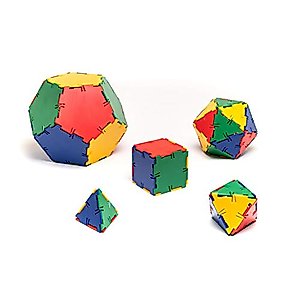Polydron Kids Platonic Solids Educational Construction Set - Multicolored - Children Geometry 3D Shapes Building Kit - 4+ Years - 50 Piece Kit