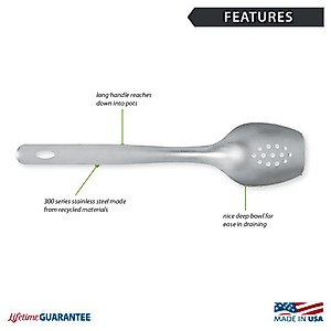 Rada Cutlery Cooking Holes Stainless Steel Serving Spoon, 1-Pack, Stainless handle