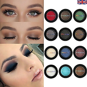 Phoera AQUAPURITY Waterproof Long Lasting Matte Eyeshadow Palette in 12 Pigment Color Face Powder Eye Shadow Cosmetic Cream Makeup Cosmetic (202 BLACK)
