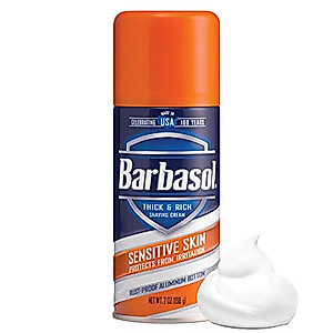 Barbasol Sensitive Skin Thick and Rich Shaving Cream, 7 Ounce, Pack of 6