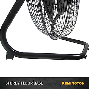 Remington 20" Industrial High Velocity Floor Fan with 3 Speed Settings and Pivoting Head. Use for Shop, Garage or Warehouse. All Metal Construction (20REM-F)