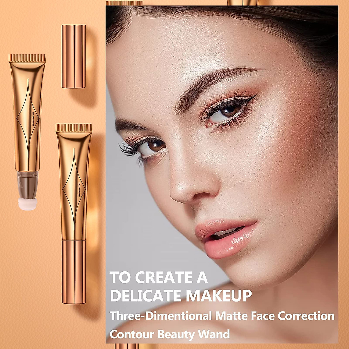 DAGEDA Contour Beauty Women Wand, Liquid Face Concealer Pen, Smooth Creamy Matte Finish Liquid Contour Stick with Soft Cushion Applicator, Blendable Waterproof Body Face Contouring Makeup, 0.53oz (01)