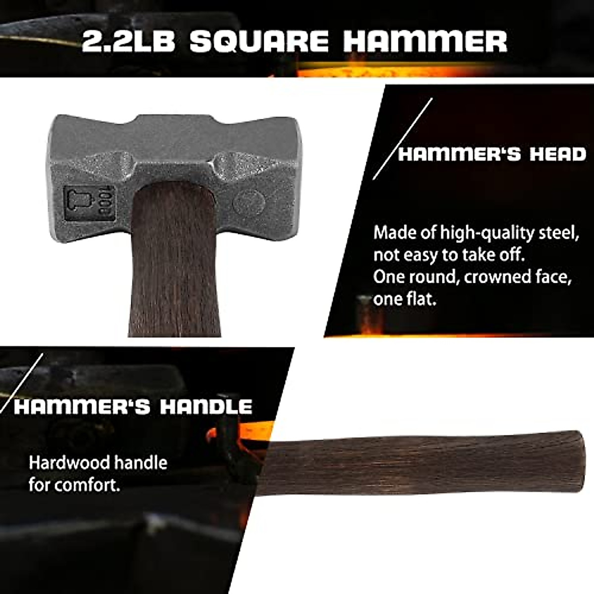Hand-made Square Forging Hammer Bladesmithing Tool for Farrier Blacksmith Bladesmith
