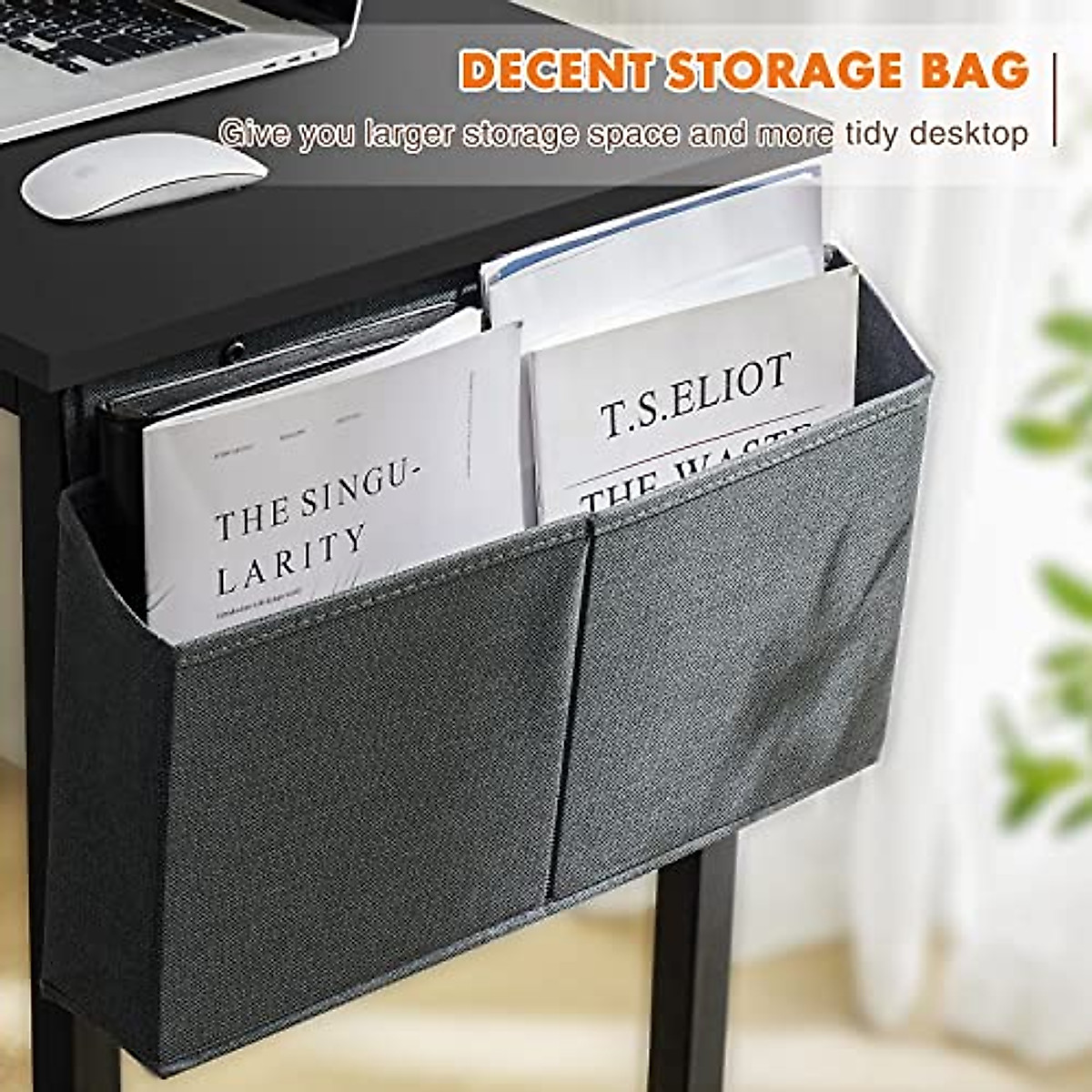 Small Computer Desk 31 Inch Small Office Desk Writing Desks Home Office Desks Small Space Desk Study Table Modern Simple Style Work Table with Storage Bag Headphone Hook Metal Frame for Home, Bedroom