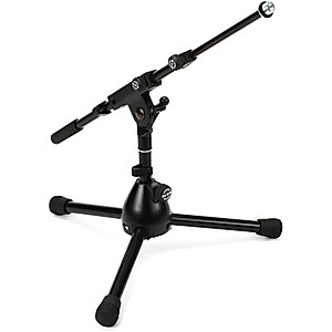 K&M - Konig & Meyer 25950.500.55 - Very Low Level Microphone Compact Stand - 2-piece Telescopic Boom Arm - Zinc Die-Cast Base - Professional Grade For All Musicians - German Made - Black