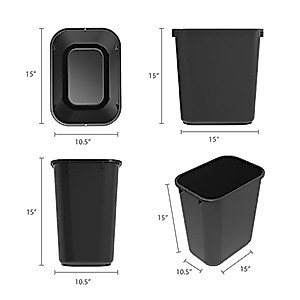 Storex Medium Waste Basket, 15 x 10.5 x 15 Inches, Black, Case of 6 (00710A06C)