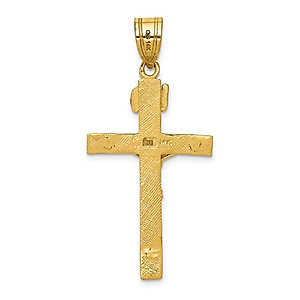 Diamond2Deal 14k Yellow Gold INRI Crucifix Cross Pendant Fine Jewelry for Women (L- 44 mm W- 23 mm)