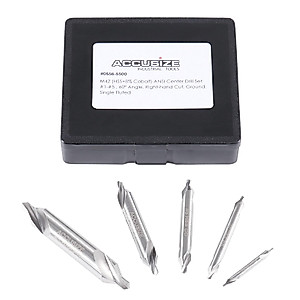 Accusize Industrial Tools 5pc ANSI M42 (H.S.S. + 8% Cobalt) Center Drill Set, 0556-5500