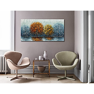 V-inspire Art,24x48 Inch Modern Abstract Hand-Painted Oil Painting Tree Art Wall Art For Living room Bedroom Canvas For Wall Decorations