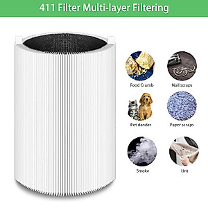 Laukowind Replacement Filters for Blueair Blue Pure 411 411+ Auto Mini - HEPA Parts with Silent Activated Carbon, Fit for Cleaner Pet Filter - 2 Pack