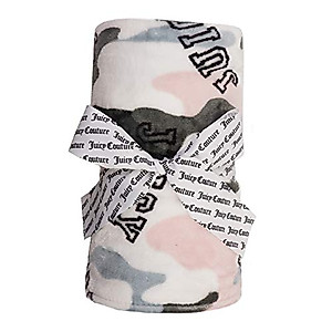 Juicy Couture – Throw Blanket | Camouflage | Plush and Cozy | Decorative Blankets for Sofas, Chairs and Beds| Luxurious and Soft | Chic Home Décor | Measures 50” x 70” | Pink/Grey/Black