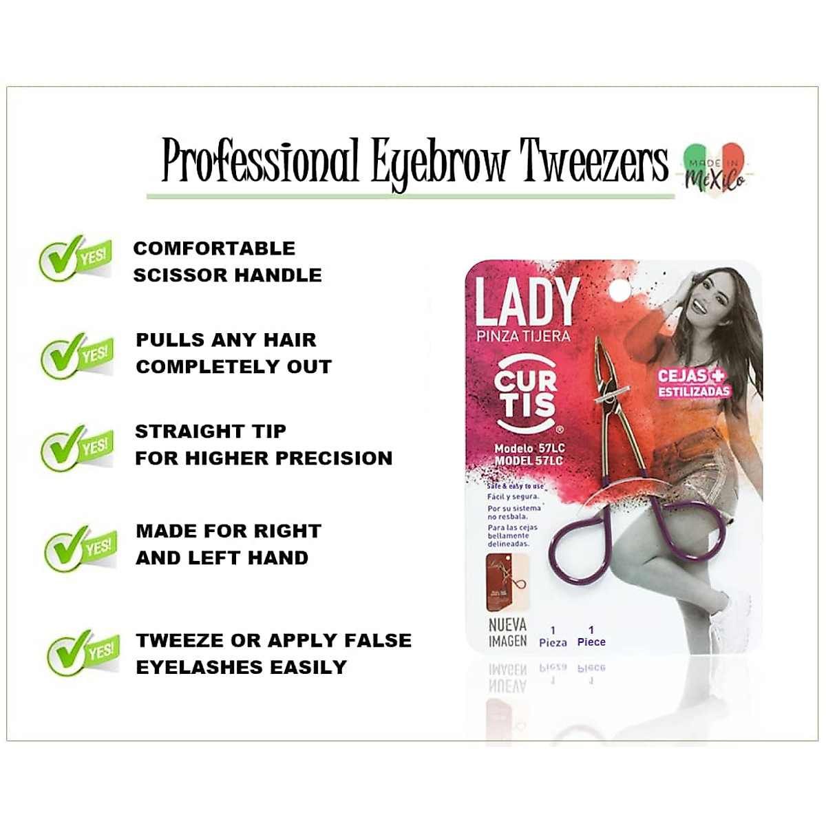 Best PROFESSIONAL Scissor TWEEZERS Great PRECISION for Facial Hair,Ingrown Hair,Fine Hair, Blackhead. LESS PAIN,Silver & Purple Men/Women with EASY SCISSOR HANDLE Expert Tools Made in MEXICO (UPDATED)