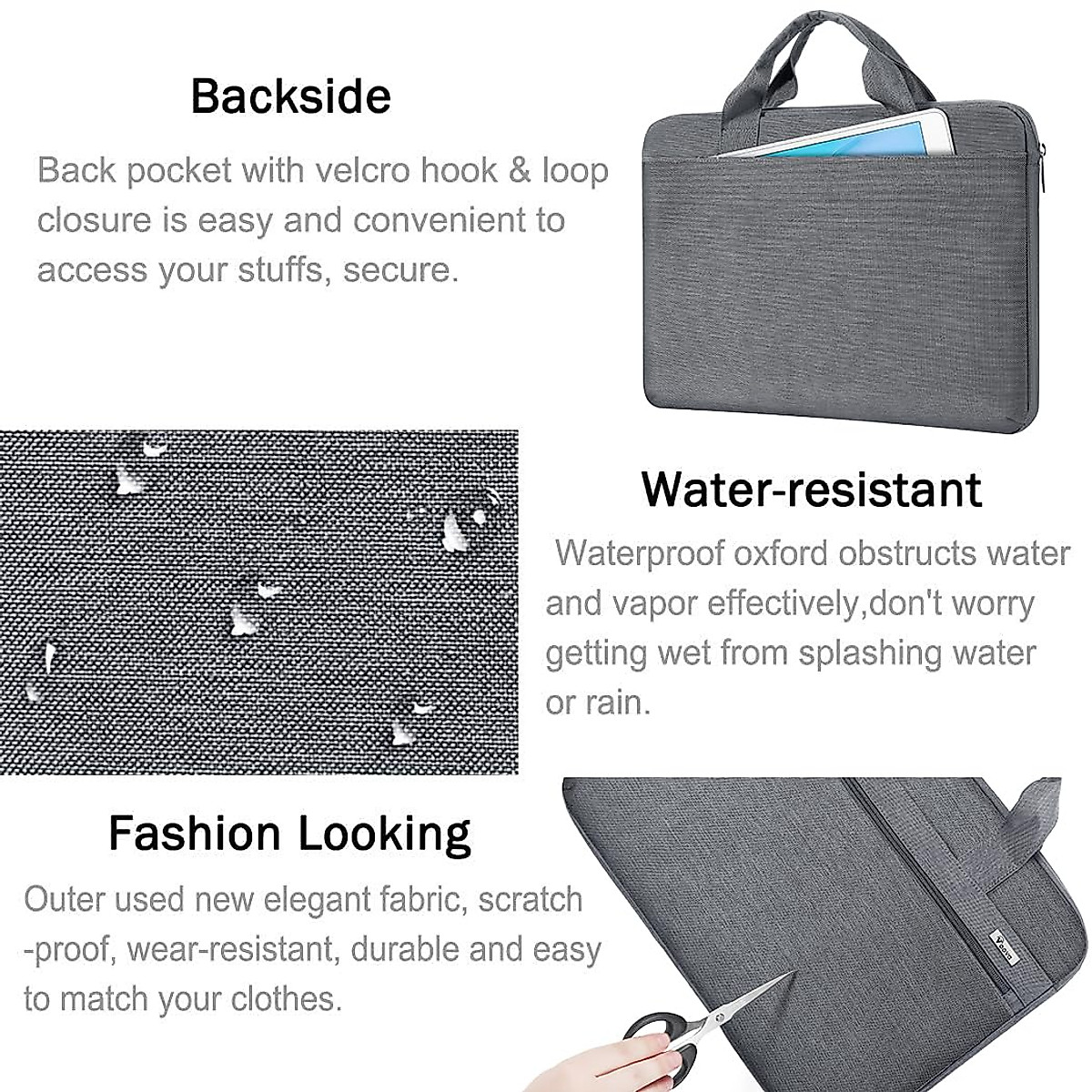Voova Laptop Bag 13-14 Inch, 360° Protective Laptop Case Sleeve with Shoulder Strap Compatible with Macbook Air 13, MacBook Pro 13/14, Waterproof Computer Bag Slim Briefcase for Men Women, Grey
