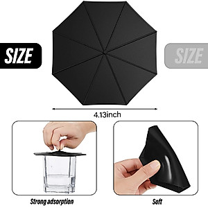 6 Pieces Silicone Cup Lids Umbrella Mug Cup Lid Covers Anti-Dust Silicone Glass Cup Covers Coffee Cup Suction Seal Lid Caps to Keep Drink Warm or Cold (Black)