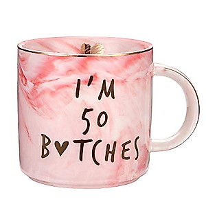 I'm 50 - Funny 50th Birthday Gifts for Women - Best Turning Fifty Year Old Birthday Gifts Ideas for Women, Wife, Mom, Daughter, Sister, Aunt, Best Friends, BFF, Coworkers, Her - Ceramic Coffee Cup
