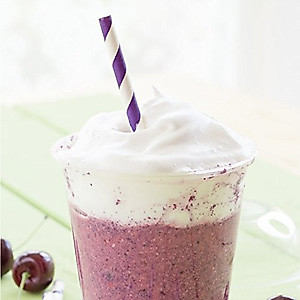 Stripe Paper Straws - Purple and White Straws - 7.75 Inches - 50 Pack Outside the Box Papers Brand