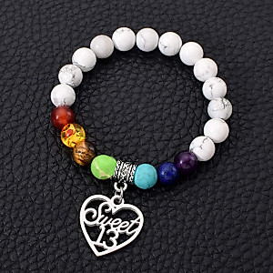 DYJELWD Birthday Bracelet 7 Chakra Beads Stretch Healing Bracelet 10th 12th 13th 16th 18th 21th 30th 40th 50th 60th (13th birthday gift)