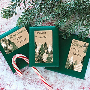 Evergreen Christmas Gift Tags, Self-Adhesive Stickers – 75 Gift Wrap Tags, Peel and Stick Christmas Gift Tags