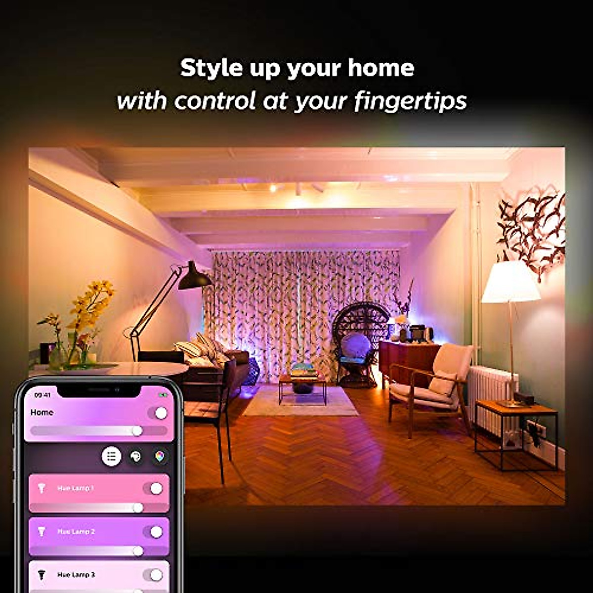 Philips Hue White and Color Ambiance A19 E26 LED Smart Bulb, Bluetooth & Zigbee & Bridge Smart Lighting Hub (Compatible with Amazon Alexa, Apple HomeKit and Google Assistant) - White