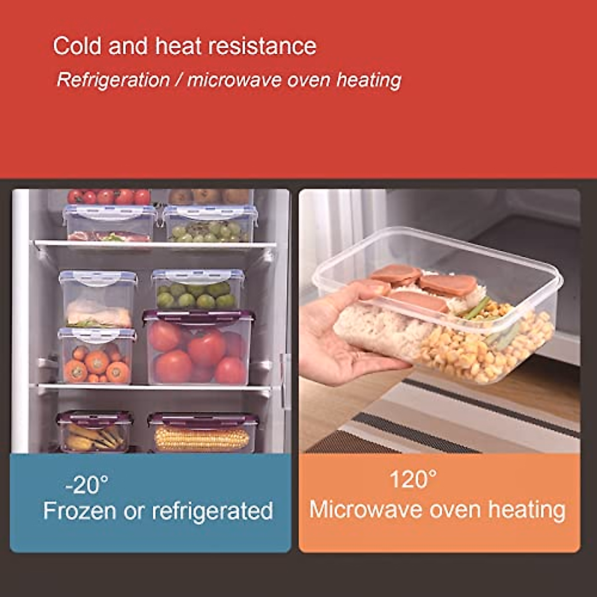 6 PCS Plastic Food Storage Containers with Lids, 100% BPA Free, Food Grade Materials, Dishwasher, Microwave and Freezer Friendly (Color : Blue)