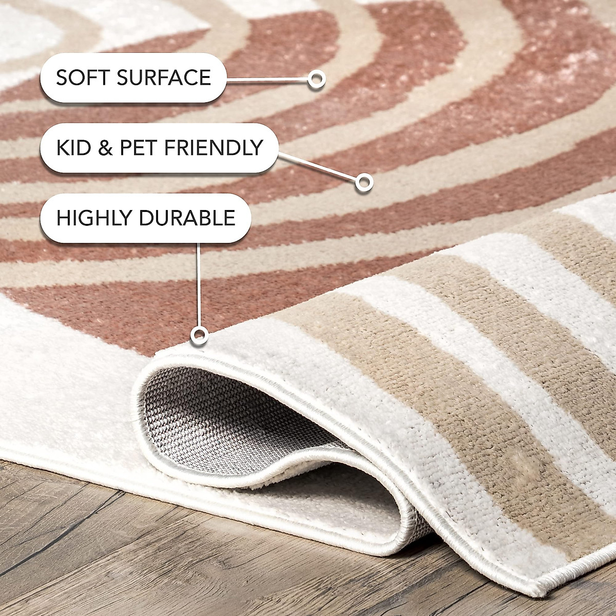 nuLOOM Shandra Abstract 3x5 Accent Rug for Living Room Bedroom Dining Room Entryway Kitchen, Blush/Ivory