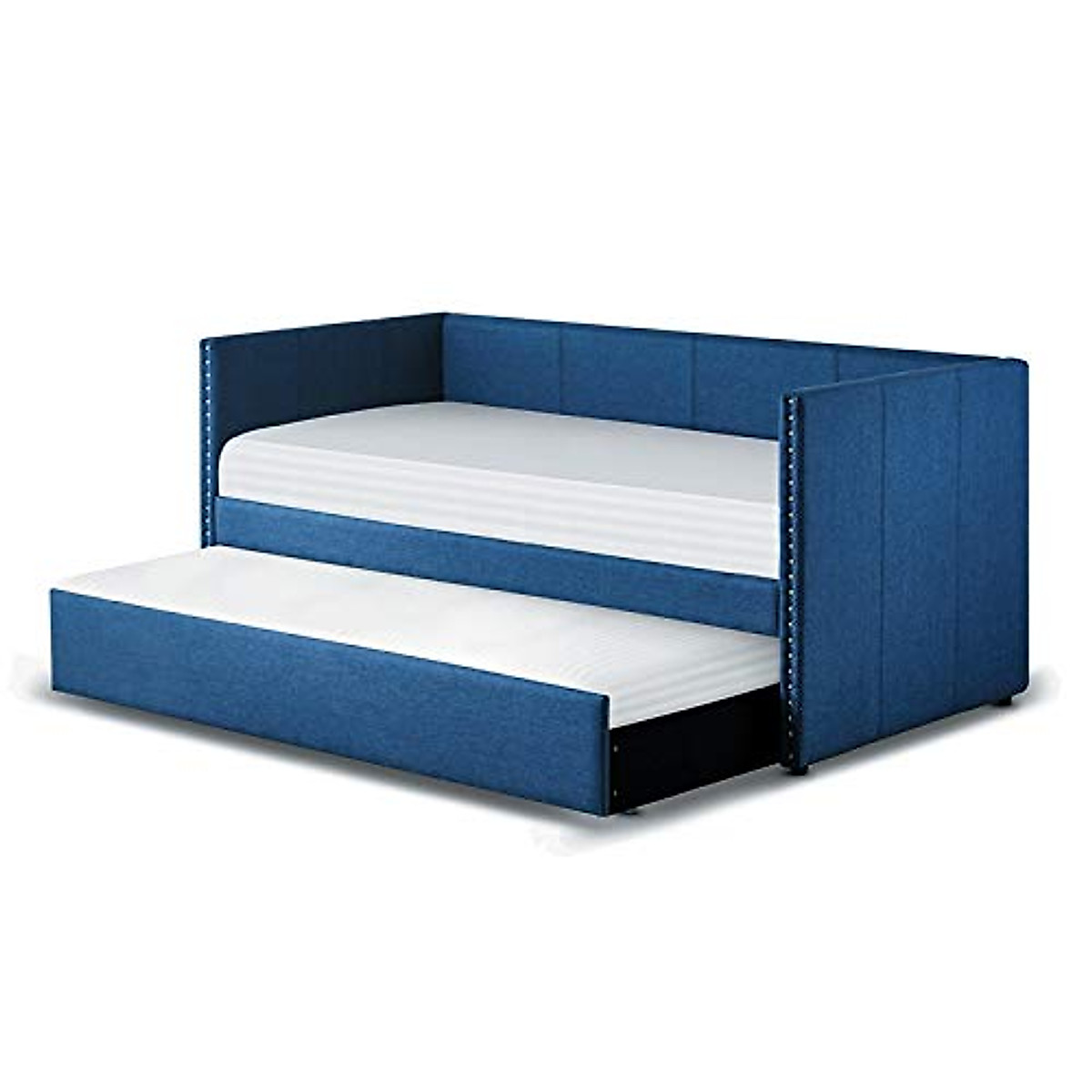 Lexicon Therese Upholstered Nailhead Trim Twin Daybed with Trundle in Blue