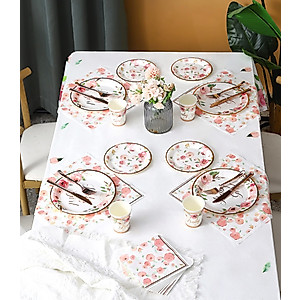 Rose Gold Baby Shower Plates and Napkins Girl - Serves 16 - Includes Baby Girl Plates Cups Napkins Knifes Forks Floral Baby Shower Decorations for Girl Baby Shower Favor Decor Party Supplies