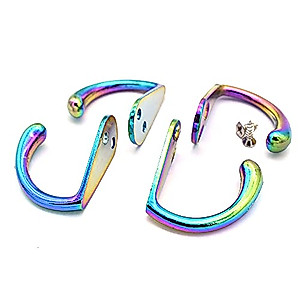 noyin Metal Rainbow Wall Hook with Screws Decorative Hooks Coat Hangers Rack Bag Hooks Bath Towel Hooks Scarf Hooks Hat Hooks for Hanging Objects 2pcs