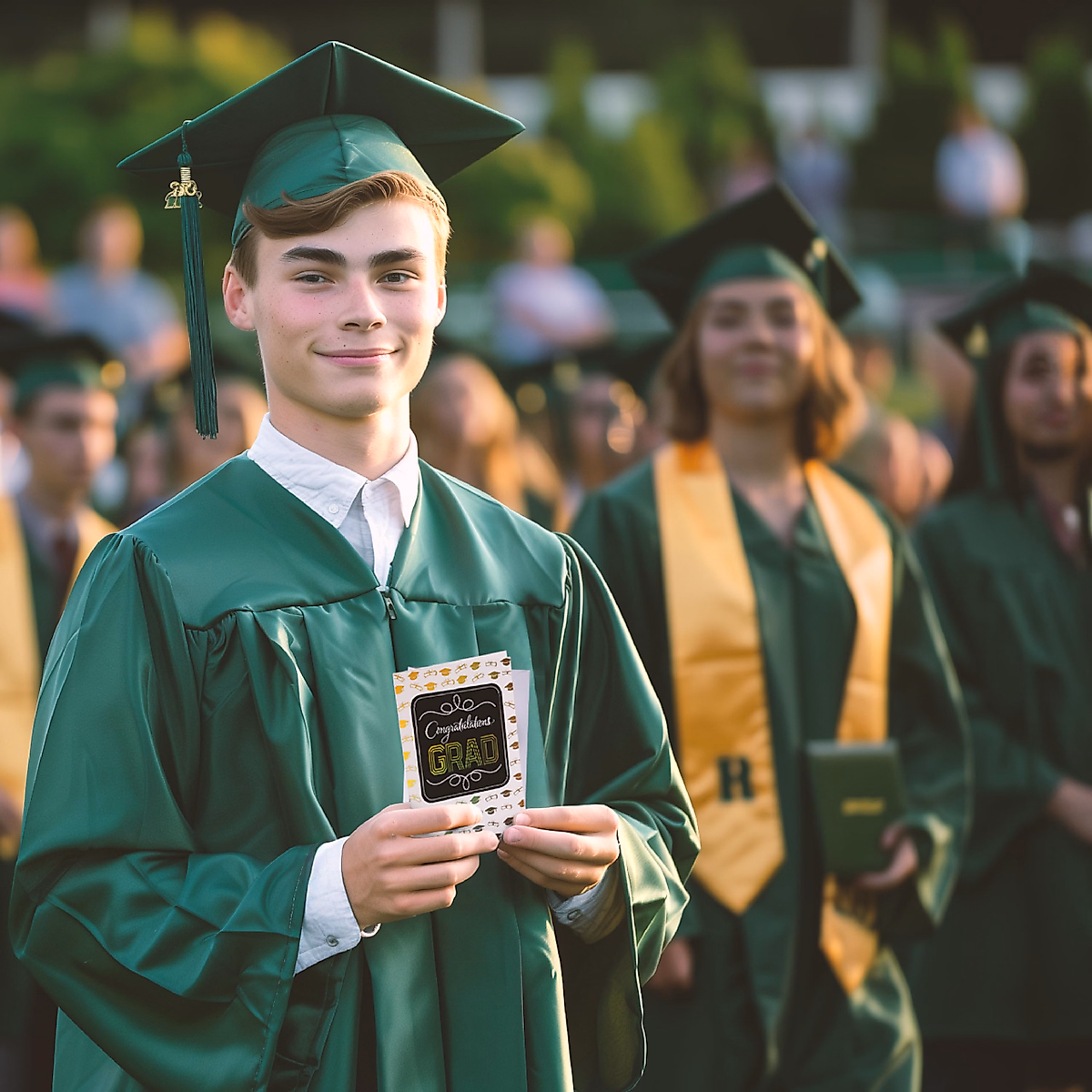 24 Pack Gold Foil 2024 Graduation Cards Bulk with Envelopes & Stickers - Variety of 6 Artist-Rendered Designs - Perfect for College & High School Graduation Gifts and Party Supplies.