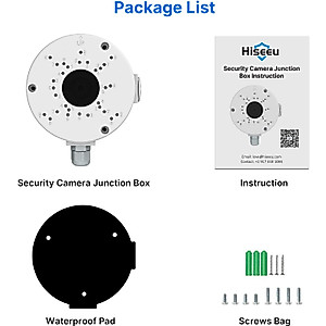 Hiseeu Universal Bullet Security Camera Junction Box, Waterproof/Metal Base/Hide Cables/Wall Ceiling Mount Bracket, Compatible with Hiseeu Security Camera Outdoor Indoor (Dome&Bullet Camera)