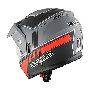 1Storm New Motorcycle Modular Flip up Full Face Helmet Dual Visor: HJK910 DSPORT Race Red