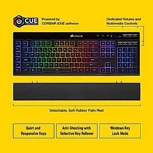 CORSAIR K57 RGB Wireless Gaming Keyboard - <1ms response time with Slipstream Wireless - Connect with USB dongle, Bluetooth or wired - Individually Backlit RGB Keys, Black