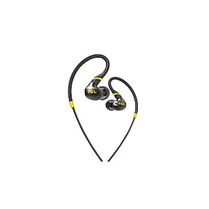 TCL Actv100 in-Ear Earbuds Active Noise Isolating Wired Secure Fit Sweatproof Headphones with Built-in Mic – Black