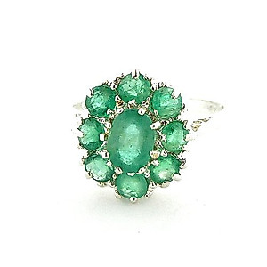 925 Sterling Silver Natural Emerald Womens Promise Ring - Size 5.5