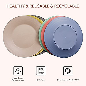 greenandlife 10inch/6pcs Dishwasher & Microwave Safe Wheat Straw Plates - Lightweight Reusable Unbreakable Dinner Plates, Non-toxin, BPA Free and Healthy for Kids Children Toddler & Adult