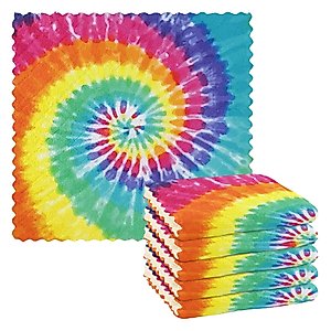 CaTaKu Tie Dye Rainbow Kitchen Dish Cloths, Reusable Dish Rags for Washing Dishes, Microfiber Cleaning Cloths Dish Towels Washcloths for Kitchen Drying, 6 Pack