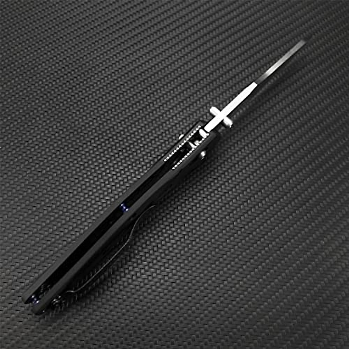 7.8 inch EDC Folding Pocket Knife For Men, 3.3 inch Satin Plain Edge Reverse Tanto Blade , Black Grivory Fiberglass Super Lightweight Handle Axis Lock With Belt Clip, Everyday Carry Thumb Studs Manual Open