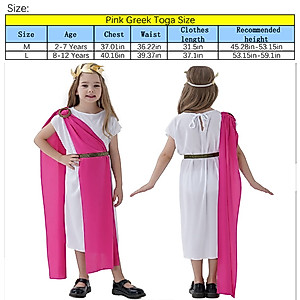 TOGROP Greek Toga Costume for Kids Girls Ancient Greece Mythos Philosopher Rome Nobility Cosplay 2-7 Years