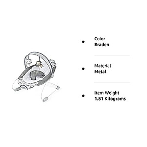 Ingenuity SmartBounce Automatic Baby Bouncer Seat with White Noise, Music, -Toy Bar & 2 Plush Infant Toys, 0-6 Months Up to 20 lbs (Braden)