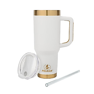 Pelican Hydration Pelican Porter™ 40 oz Vacuum Insulated Tumbler - Recycled Stainless Steel Double Wall Travel with Dual Lid, Powder Coated Insulated Coffee Mug For Hot Cold Drinks, Aurum…