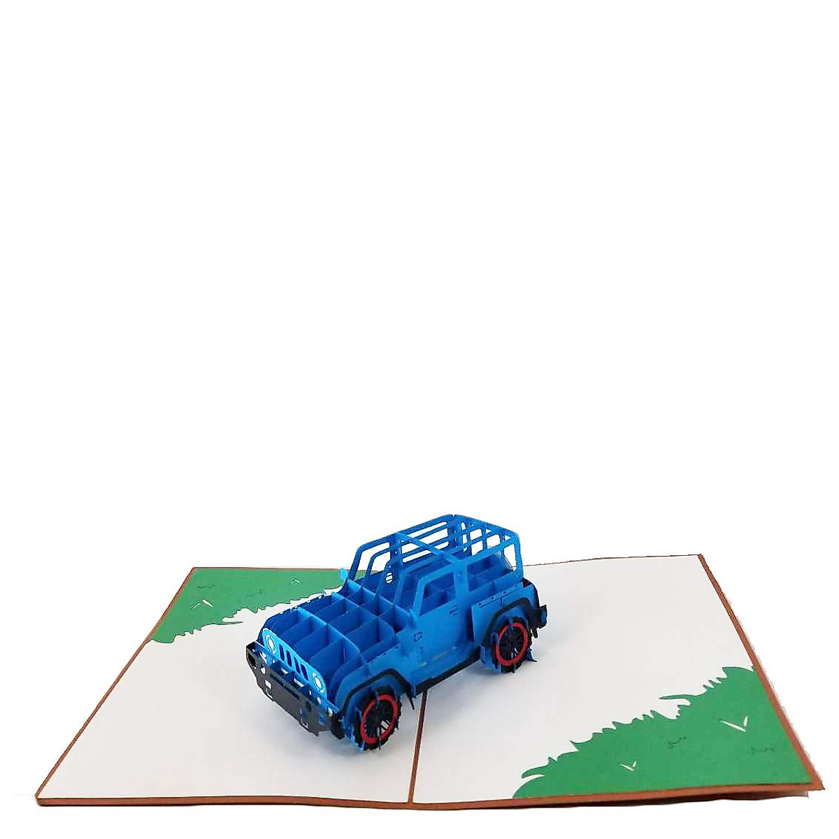 POP CARD EXPRESS Blue Jeep Pop up Birthday Card, Thank You Card, Love Card, Graduation Card, Anniversary Card, Just Because, Romantic Cards for Man, Woman, Lady, Girl, Boy Jeep Pop Up Card (Blue)