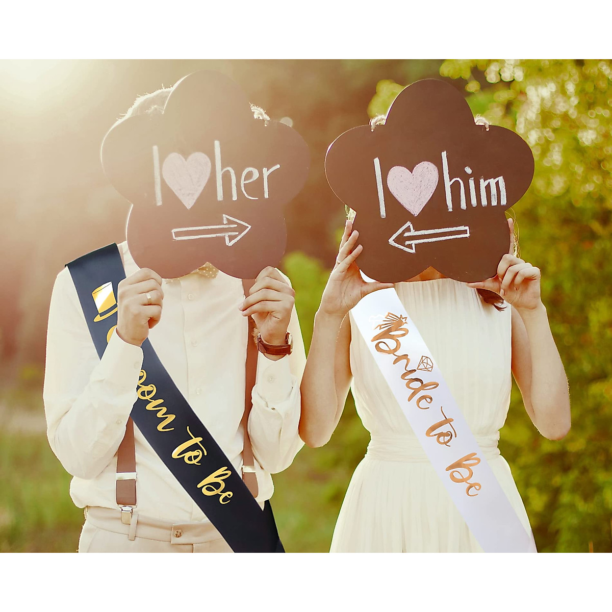 Docooniver Bride to be&Groom to be 2 Pack Sash for Bridal Shower,Bachelorette Party Sash,Bridal Shower Favors and Decorations.(White&Black)
