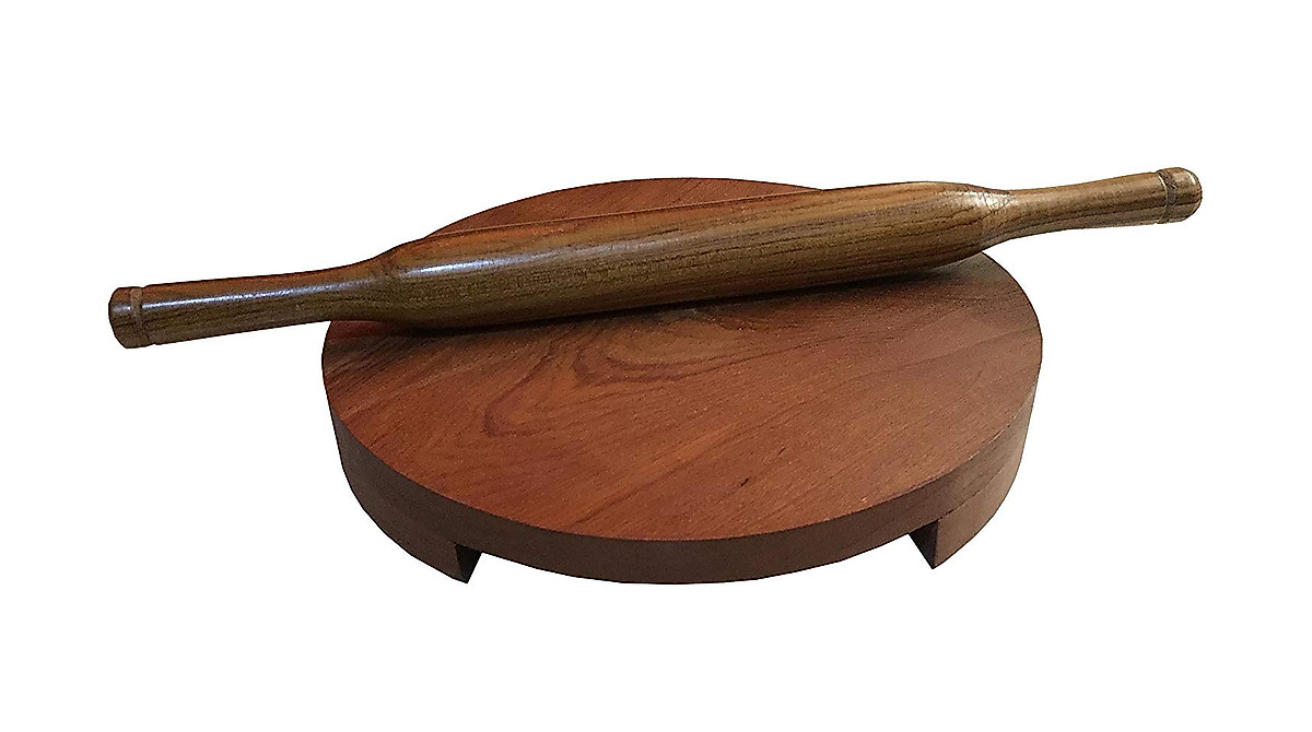Wooden Rolling Board & Rolling Pin Set for Perfect Rotis
