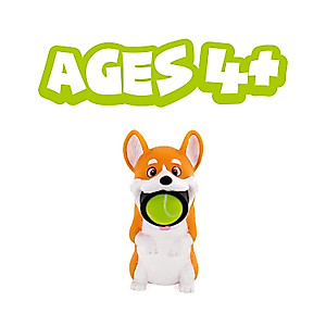 Hog Wild Corgi Ball Popper Toy - Includes 4 Soft Foam Balls - Squeeze to Pop Air Powered Balls Up to 20 Feet - Launcher Safe for Indoor/Outdoor Play - Party Favor Gift for Kids, Girls, Boys Ages 5+